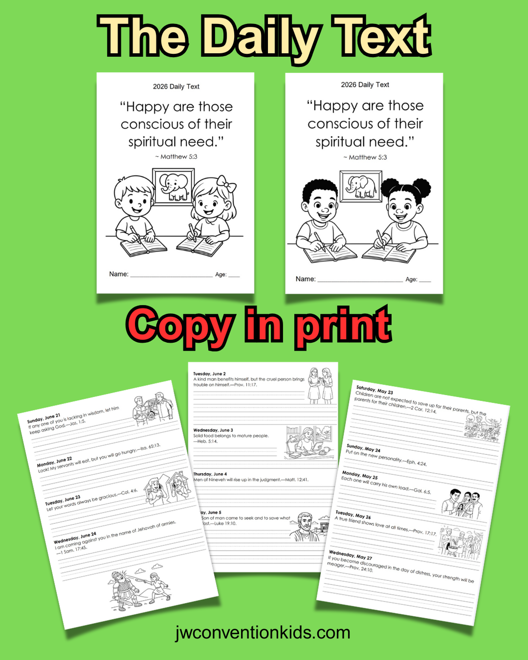 2026 Daily Text to Copy in Print PDF Printable JW Digital Download ...