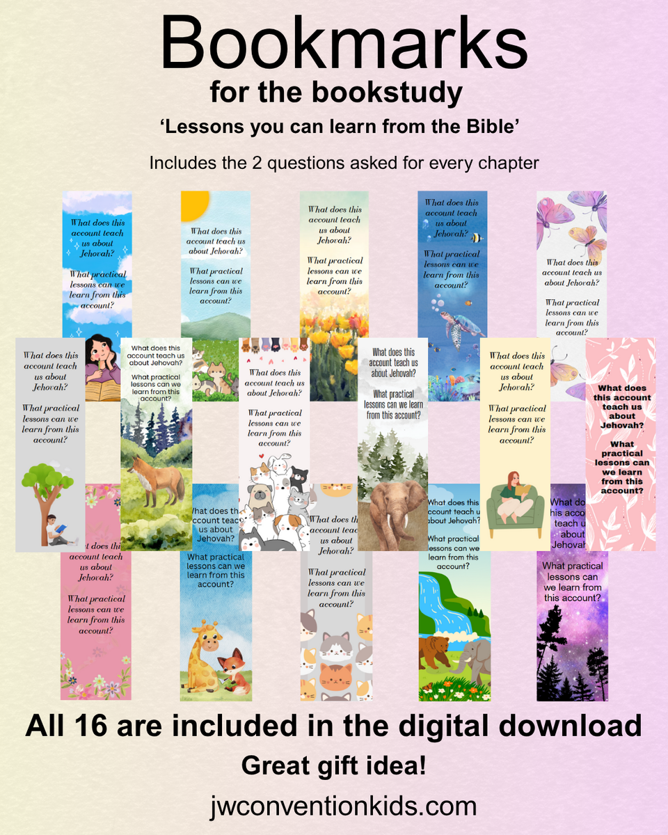 Bookmarks for JW Bookstudy 'Lessons you can learn from the Bible' PDF ...