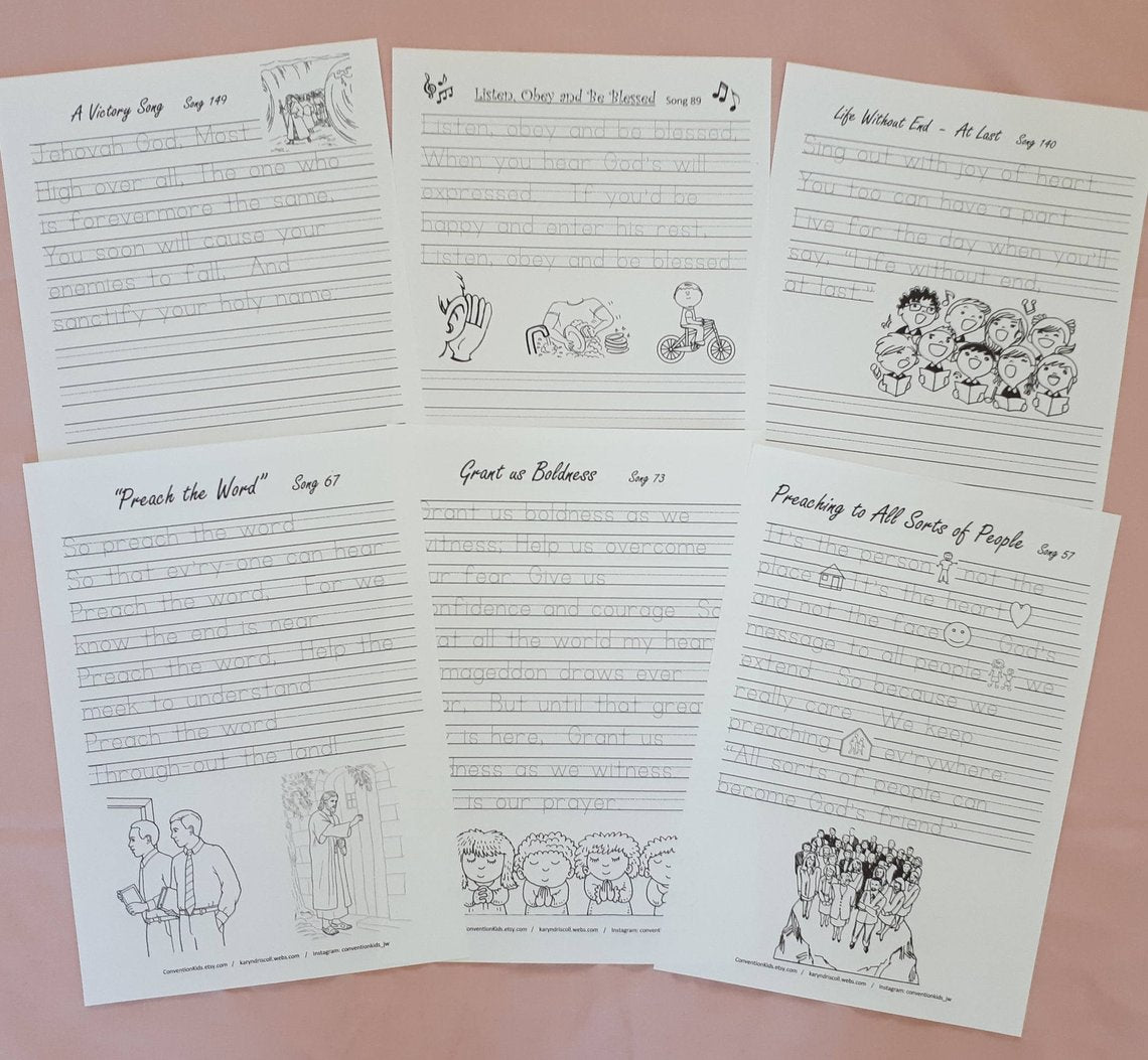 Handwriting Songs from Kingdom Songbook for kids PDF – Convention Kids